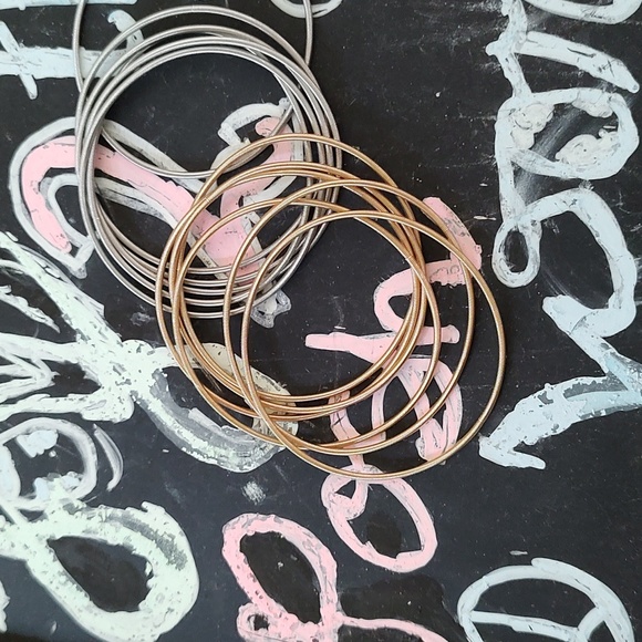 Jewelry | Nwt Set Of Muted Gold And Silver Stretch Bracelets | Poshmark